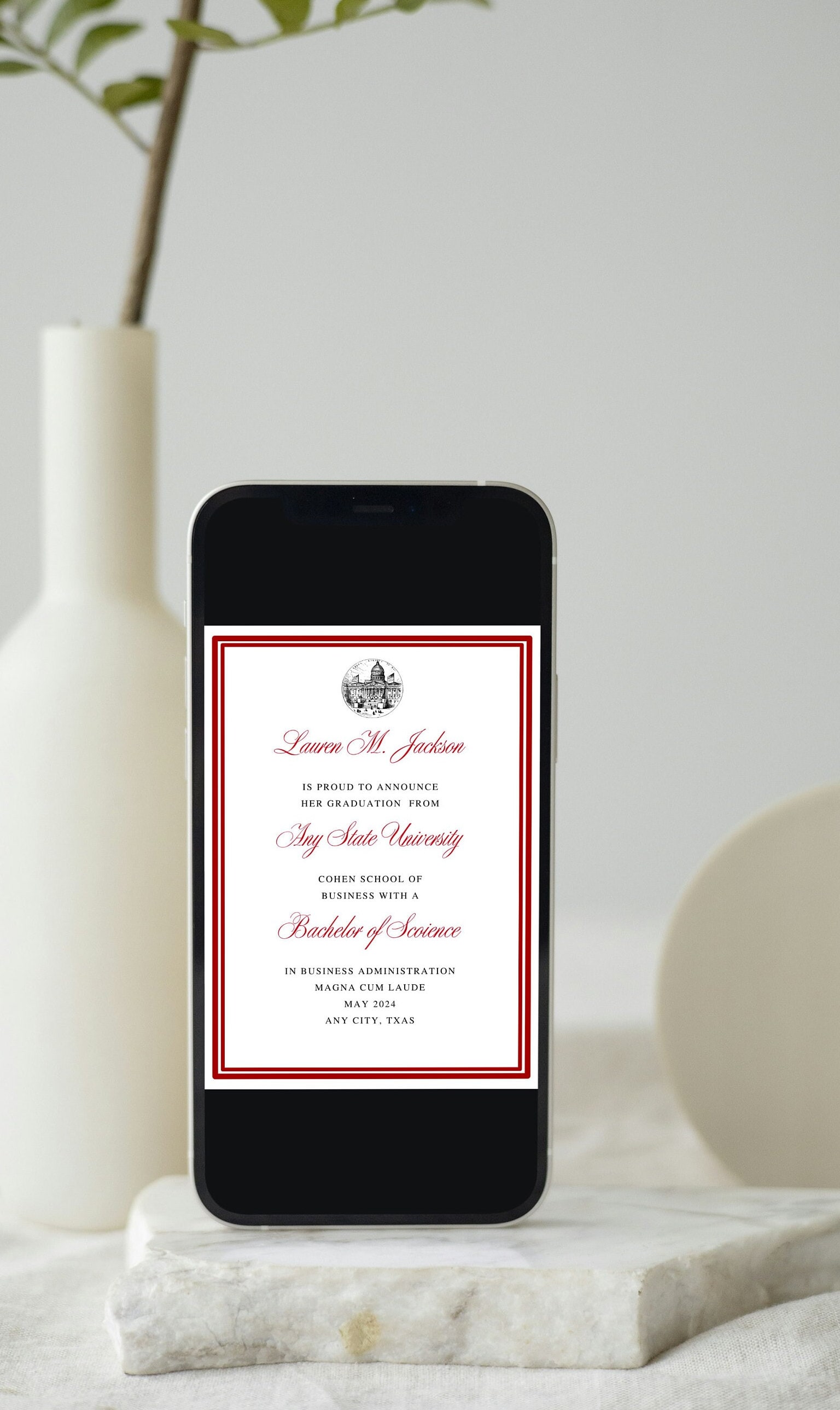 University Graduation Announcement TEMPLATE, Bachelor's/master's Degree ...