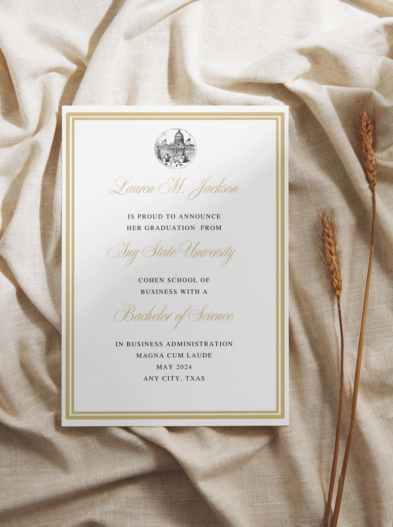 University Graduation Announcement TEMPLATE, Bachelor's/master's Degree ...
