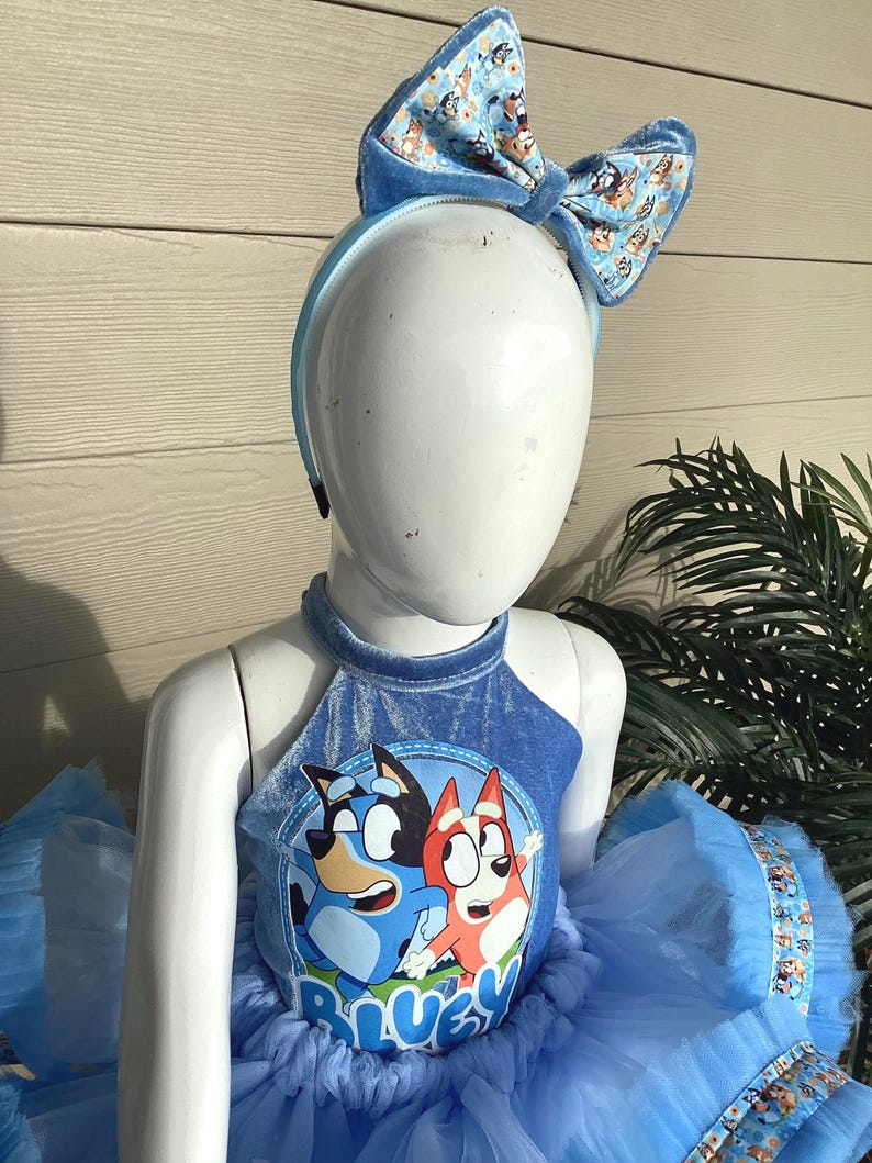 Personalized Bluey Birthday Tutu Outfit, Girls Cartoon Party Dress ...