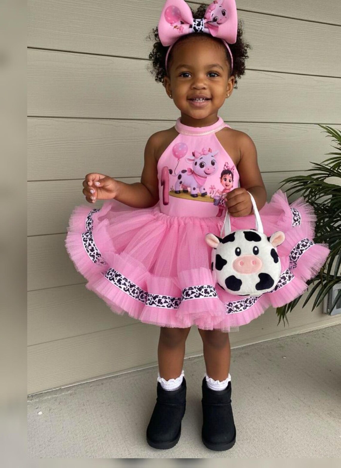 Pink Cow First Birthday Tutu Outfit:,farm Theme, Farm Party Dress - Etsy