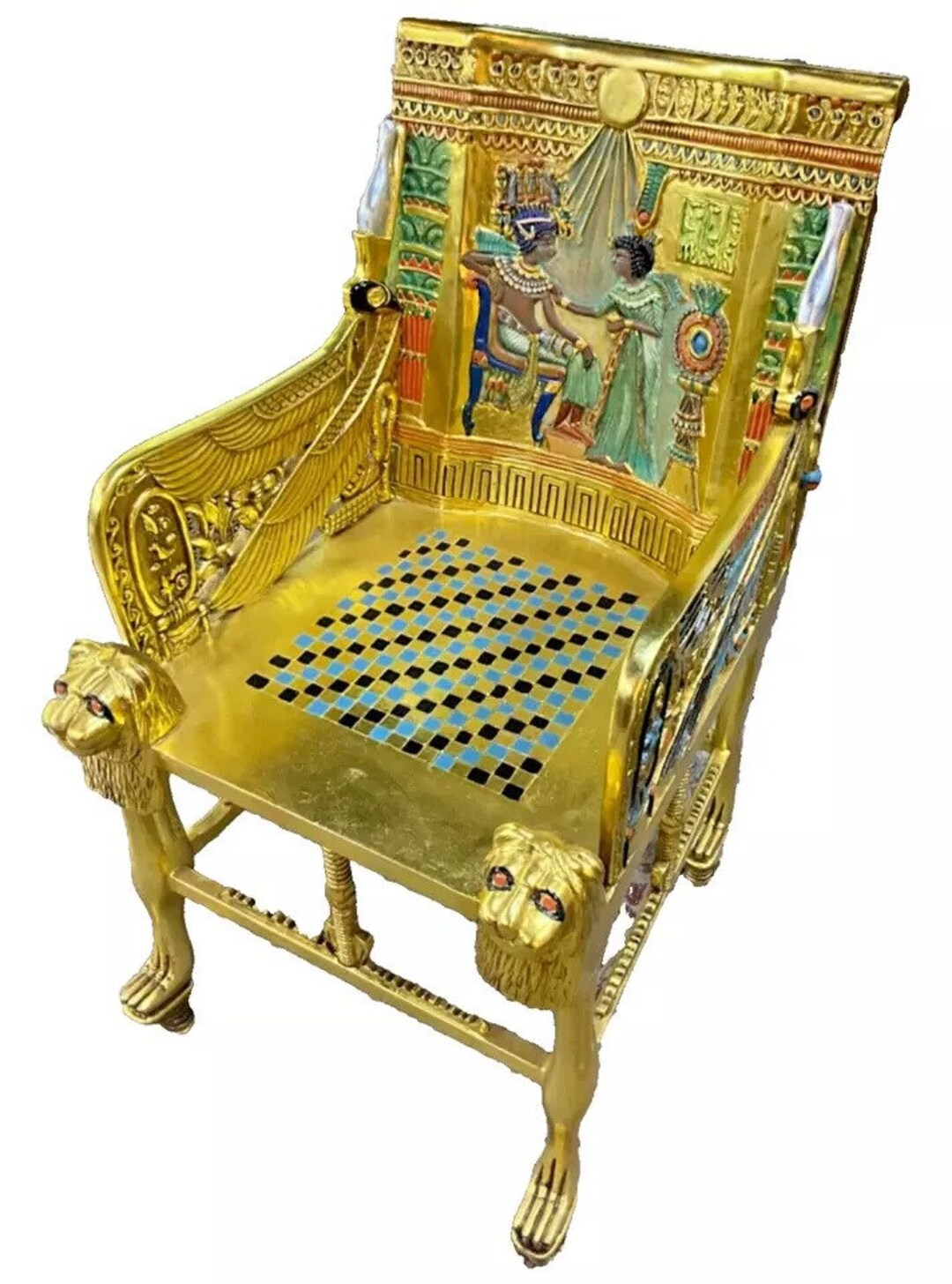 Hand Carved King Tut Ankh Amon Wood Chair Antique Pharaonic Chair - Etsy