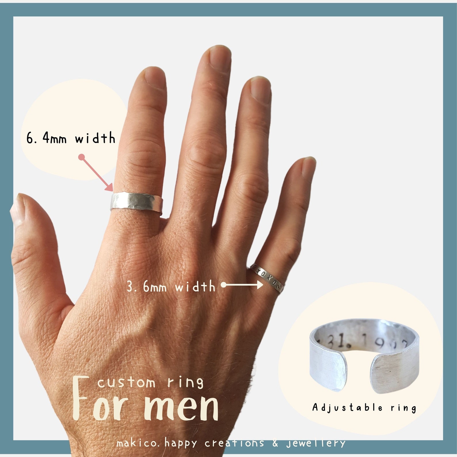 Personalized Coordinate Ringwave Ringbeach Weddingbest | Etsy Australia