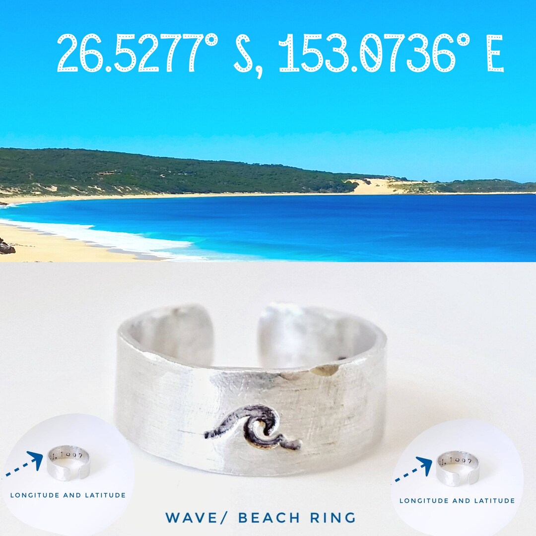 Ocean Wave Ring Surf Jewelry Beach Themed Gifts, Adjustable Ring for ...