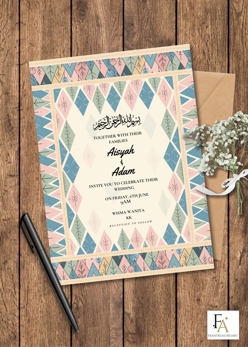 Songket Pastel Wedding Invitation Template Nikkah Wedding Invitation ...