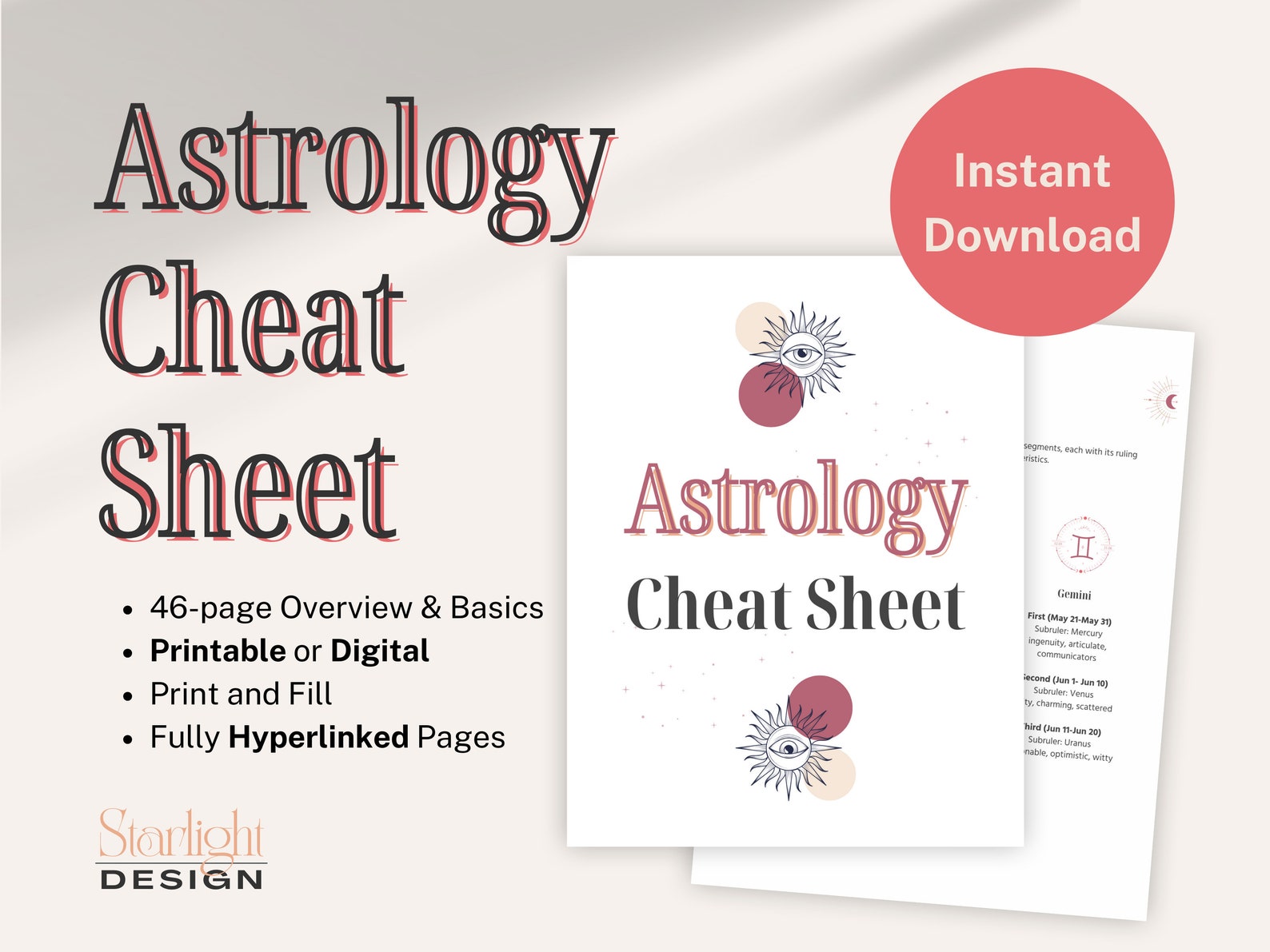 Astrology Cheat Sheet / Learn Astrology/ Astrology Basics Printable ...