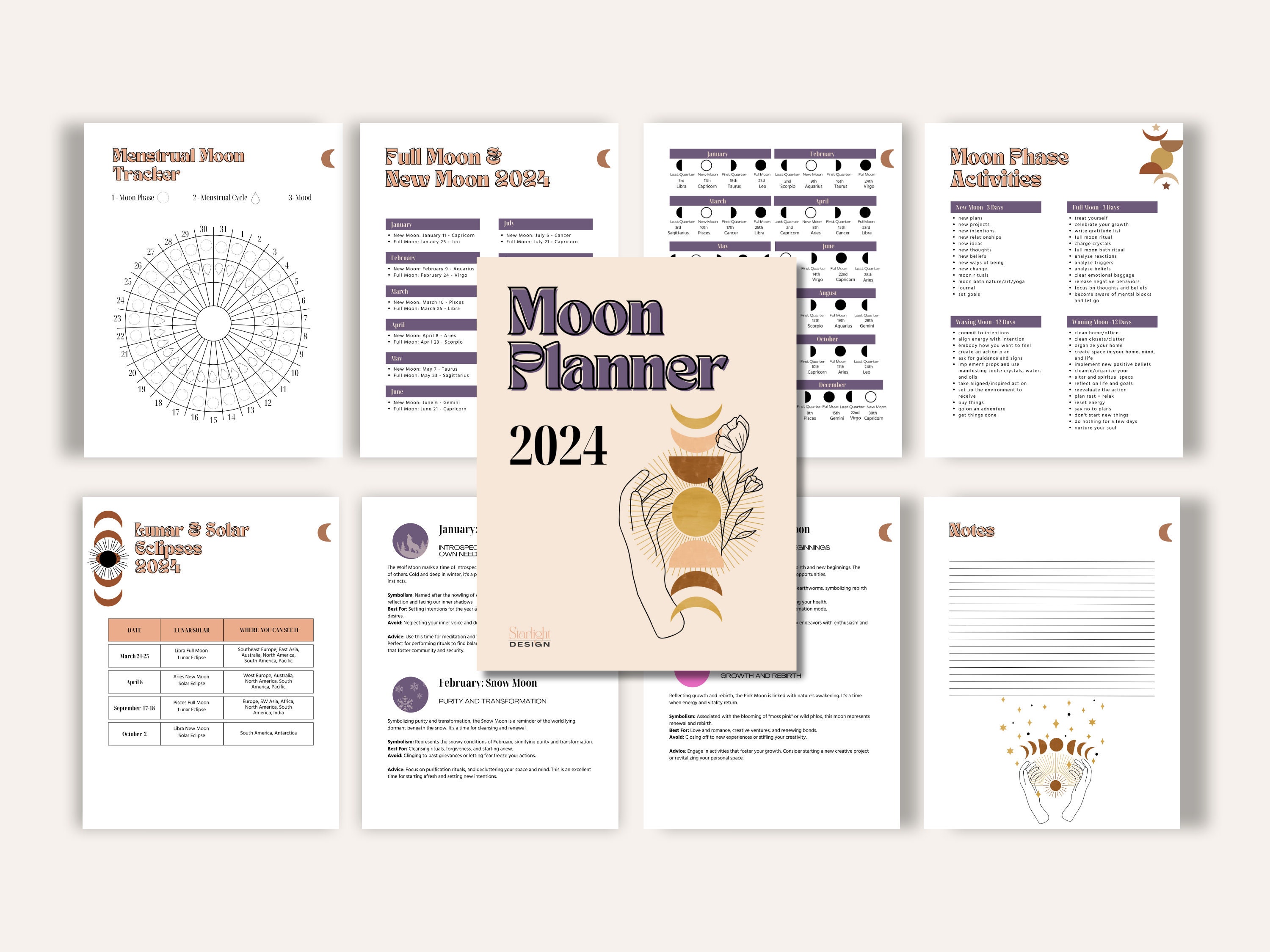 Moon Planner 2024 / Moon Journal/ Moon Phase/ Moon Workbook/ Astrology ...