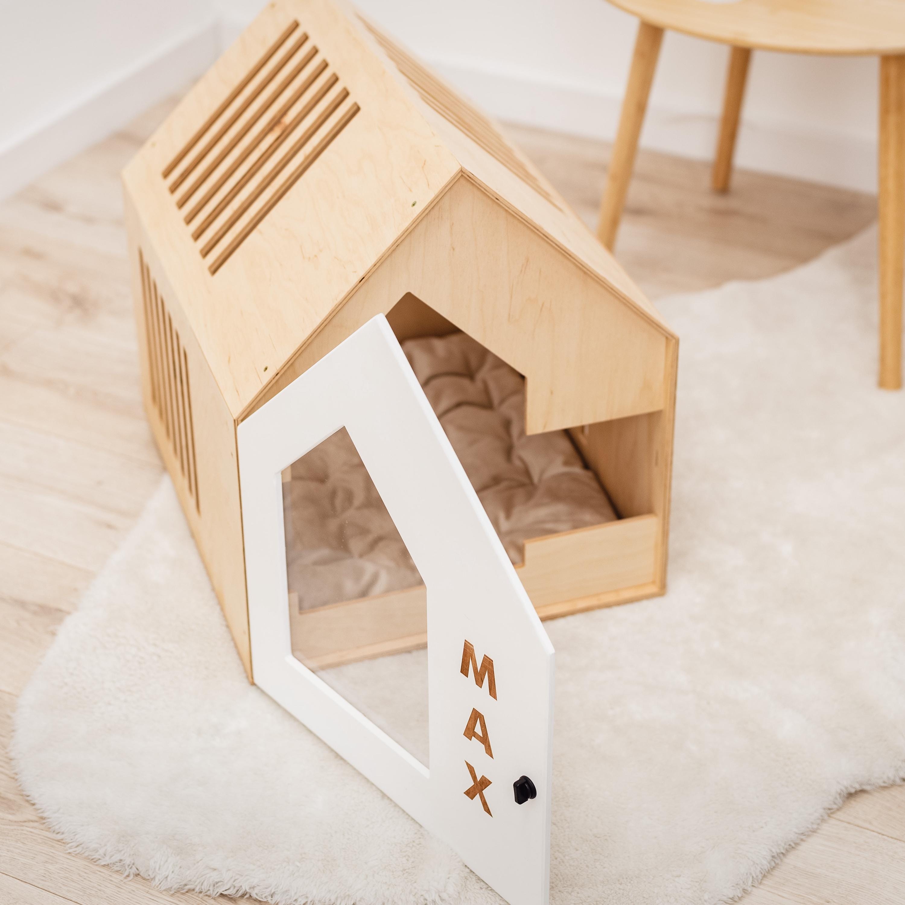 Minimalist Dog Crate, Wooden Dog Kennel, Personalized for Dog Bed, Dog ...