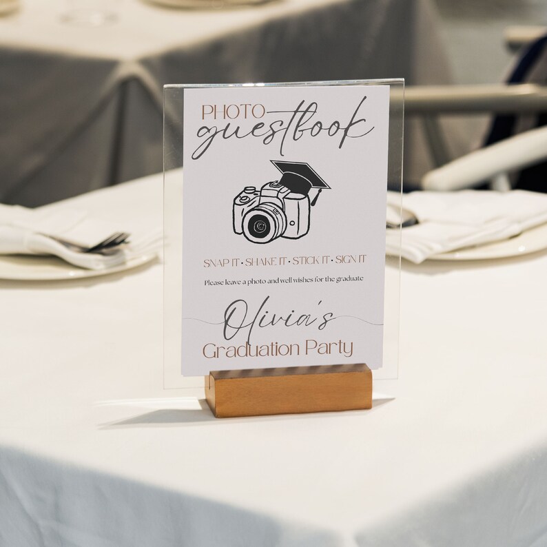 Graduation Photo Guest Book Sign Template- Printable Polaroid Guestbook ...