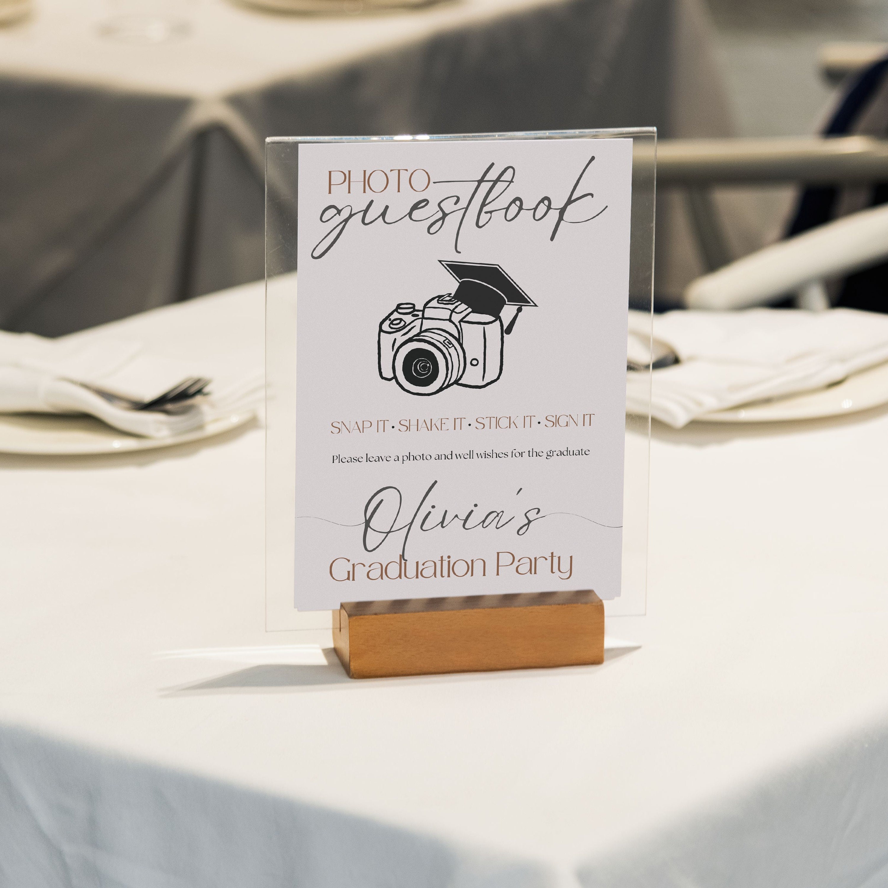Graduation Photo Guest Book Sign Template- Printable Polaroid Guestbook ...