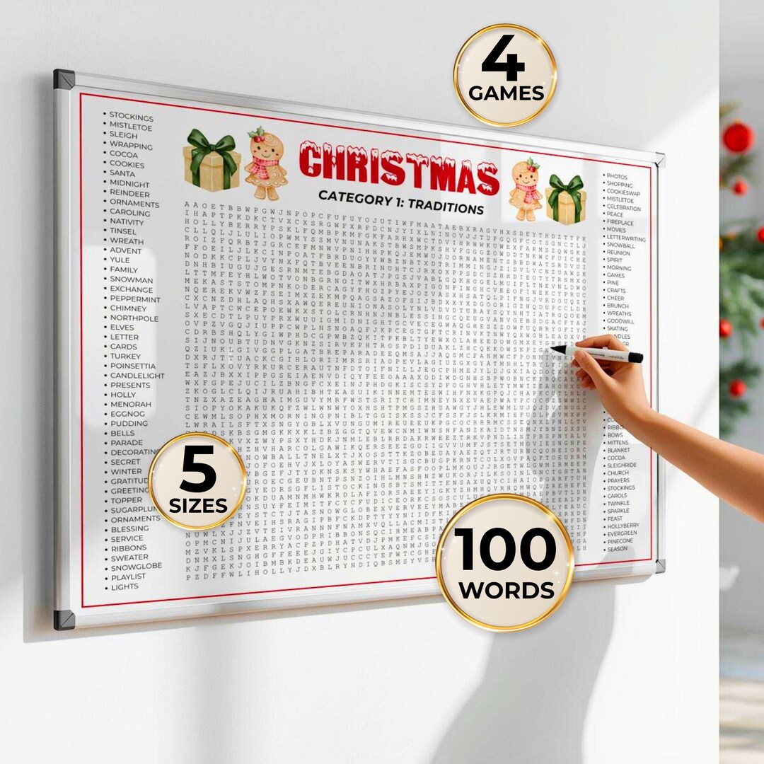 Christmas Word Search Poster: Giant XXL Xmas Holiday Game, Jumbo Kids ...