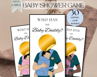 Who Has the Daddy Funny Baby Shower Games Printable Minimalist Baby ...