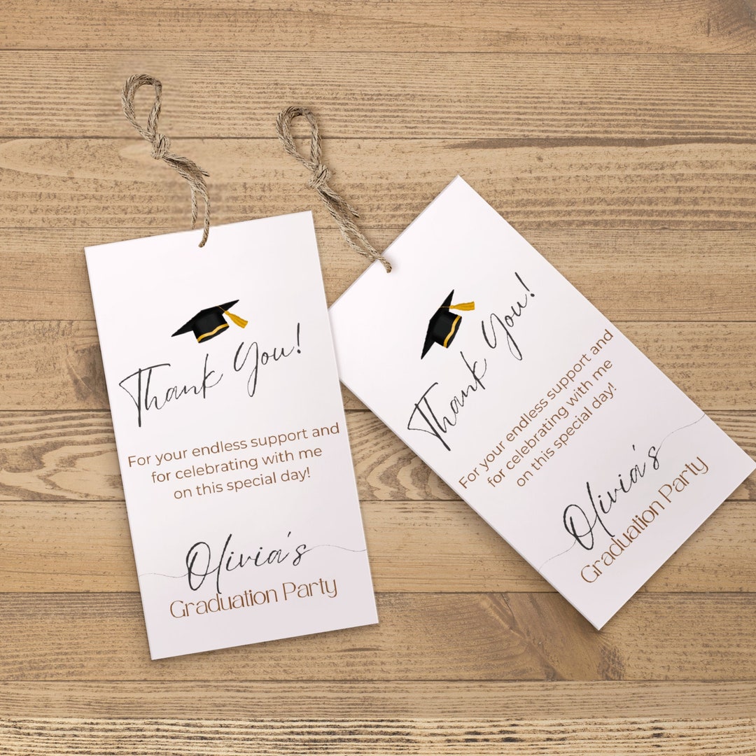 Editable Graduation Favor Tag Template Printable Grad Party Thank You ...