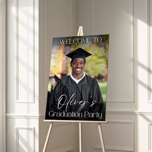 Boy Graduation Party Welcome Sign Photo- Custom Minimalist Grad Decor ...