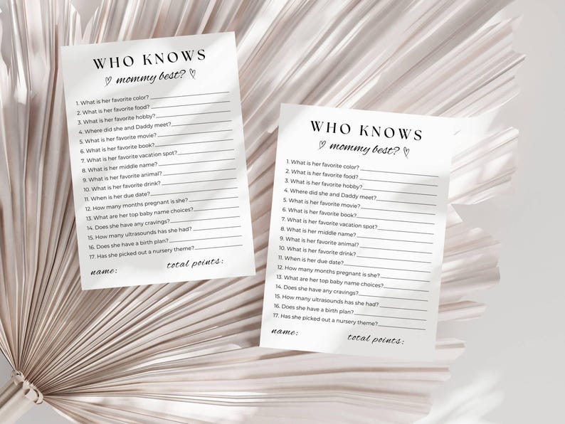 Plantilla del mejor juego para baby shower "Quién conoce a mamá ...