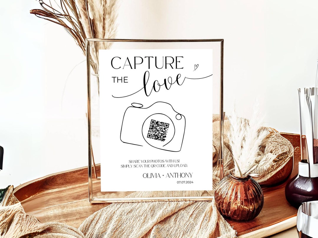 Capture the Love QR Code Sign Template- Editable Wedding Reception ...