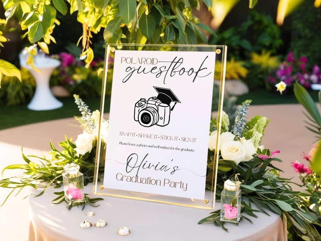 Graduation Photo Guest Book Sign Template- Printable Polaroid Guestbook ...