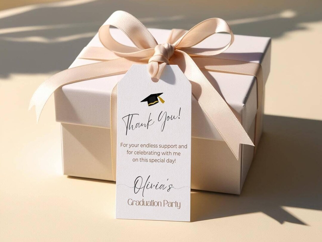 Graduation Thank You Tag Template- Printable Minimalist Grad Party ...