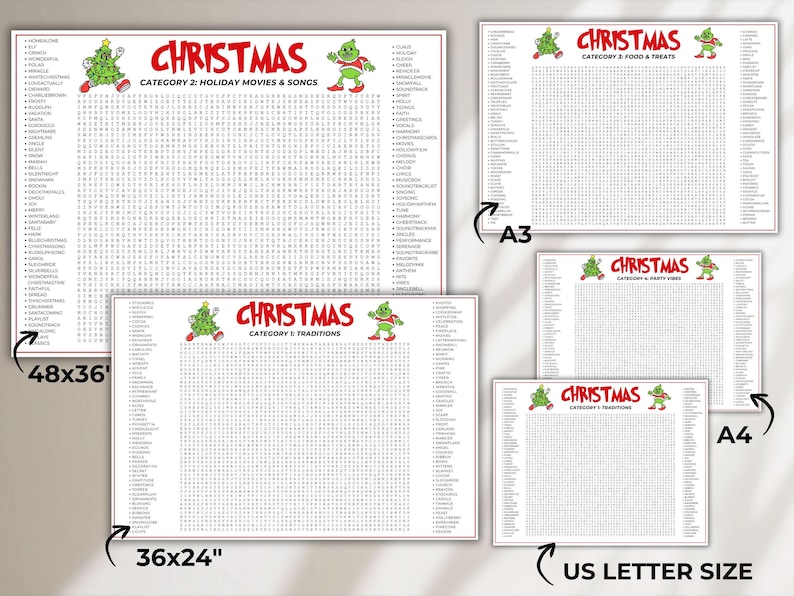 Giant Christmas Word Search Poster: XXL Xmas Holiday Game, Jumbo Kids ...