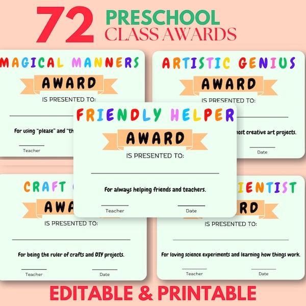 Preschool Awards - Etsy