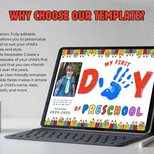 Editable First Day of Preschool Handprint With Photo- Printable Back to ...