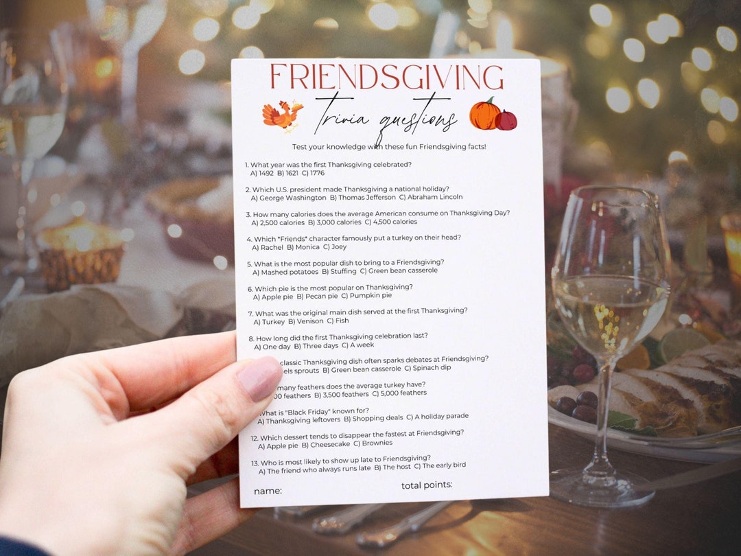 Friendsgiving Trivia Game- Printable Thanksgiving Dinner Table ...