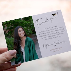 Graduation Thank You Card With Photo- Editable Minimalist Graduate ...