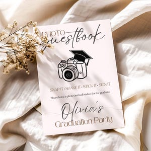 Graduation Photo Guest Book Sign: Printable Polaroid Guestbook Canva ...