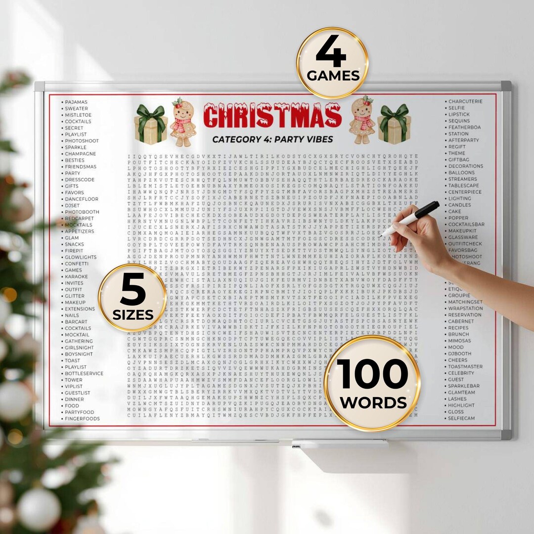 Christmas Word Search Poster: Giant XXL Xmas Holiday Game, Jumbo Kids ...