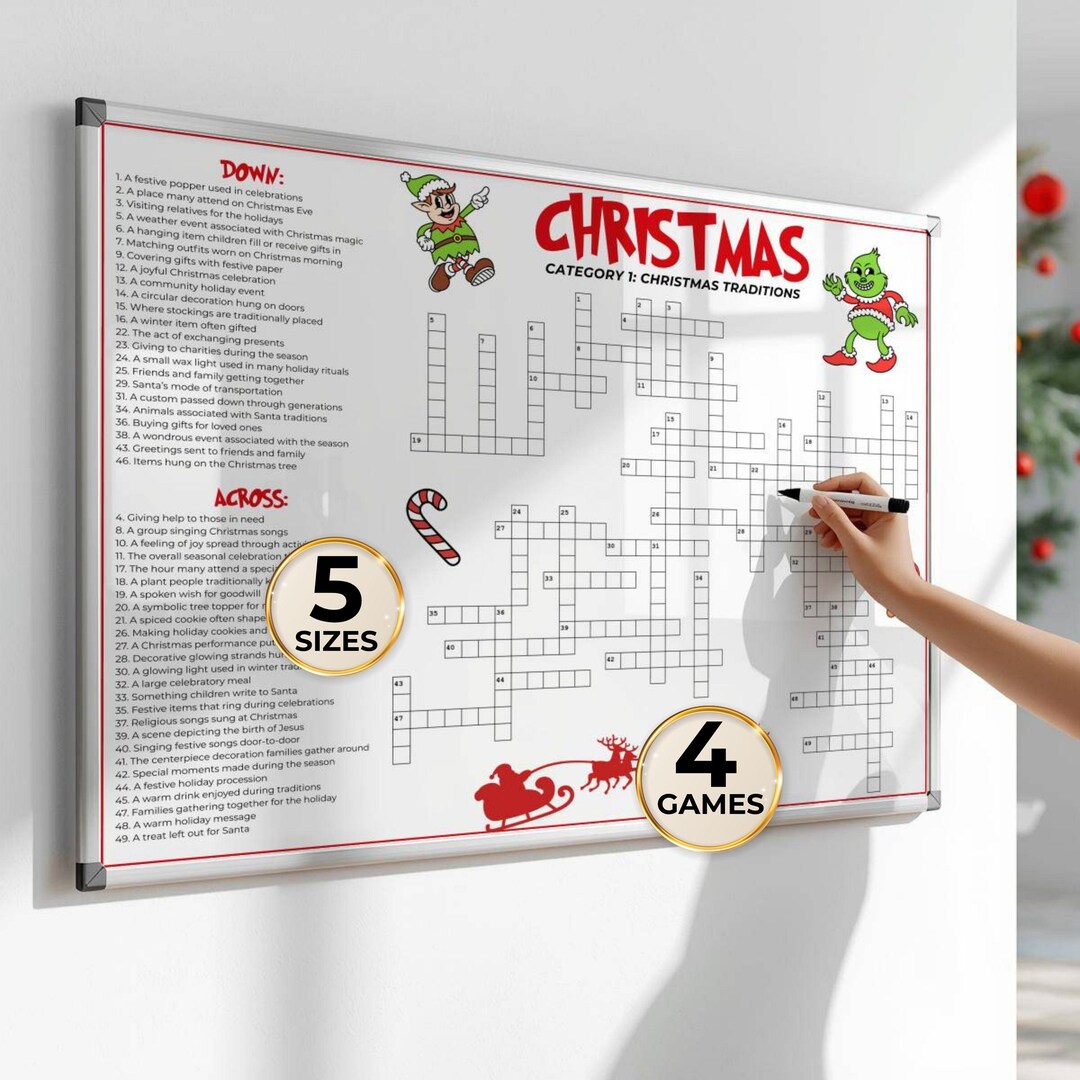 Christmas Crossword Poster: Giant XXL Xmas Holiday Game, Jumbo Kids ...