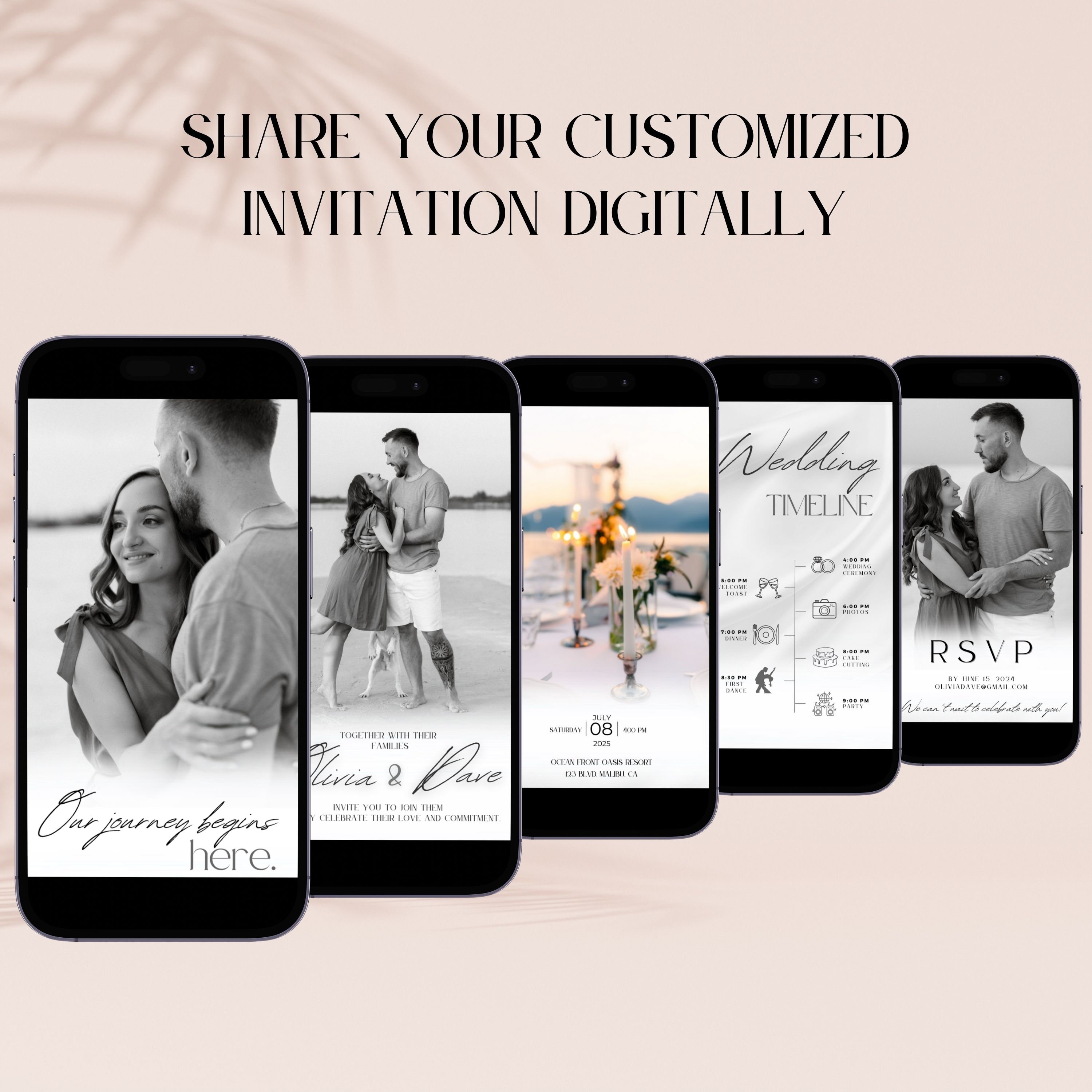 Wedding Video Invitation Canva Template Editable Electronic Animated ...