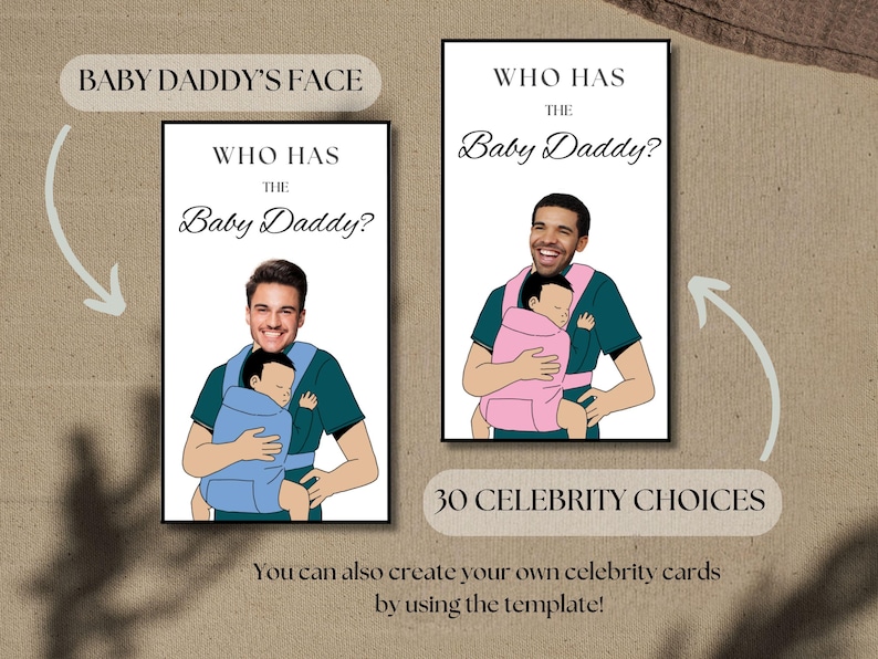 Who Has the Baby Daddy Baby Shower Game- Editable Celebrity Scratch off ...