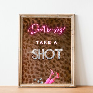 Don't Be Shy Take a Shot Cheetah Print Sign- Printable Entry Fee One ...