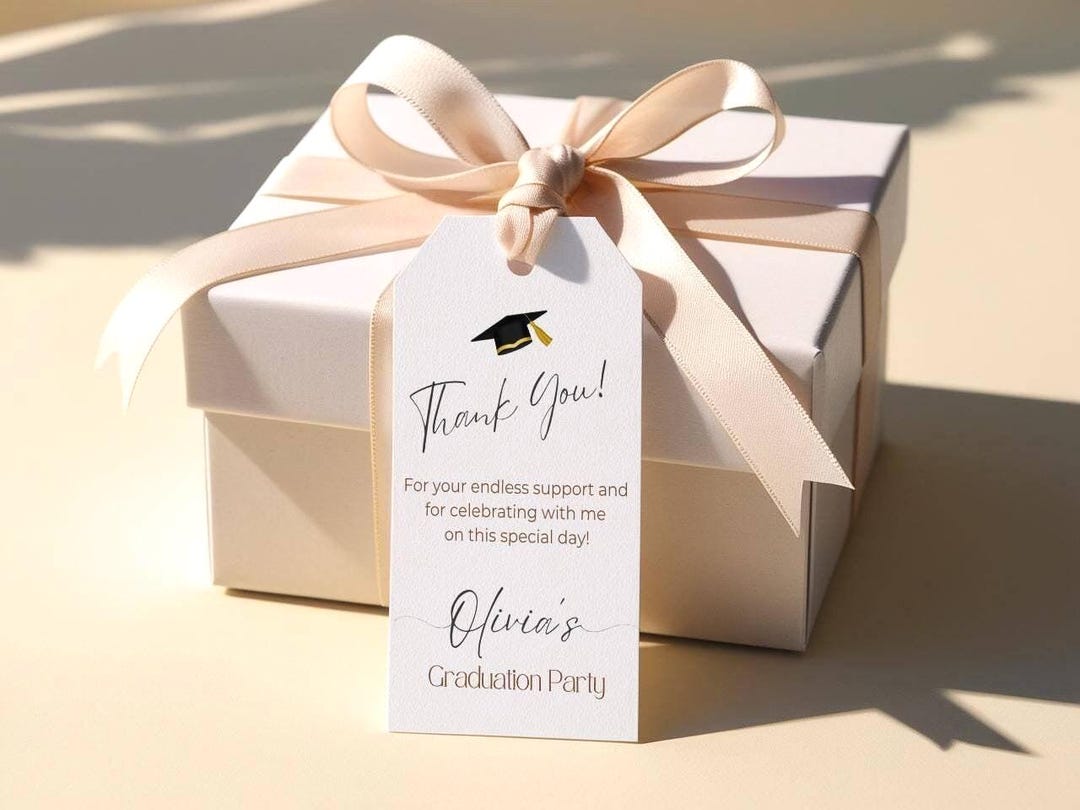 Graduation Thank You Tag Template- Printable Minimalist Grad Party ...