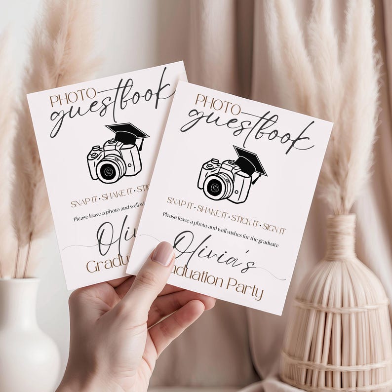 Graduation Photo Guest Book Sign: Printable Polaroid Guestbook Canva ...