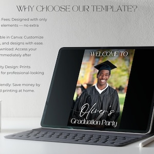 Boy Graduation Party Welcome Sign Photo- Custom Minimalist Grad Decor ...