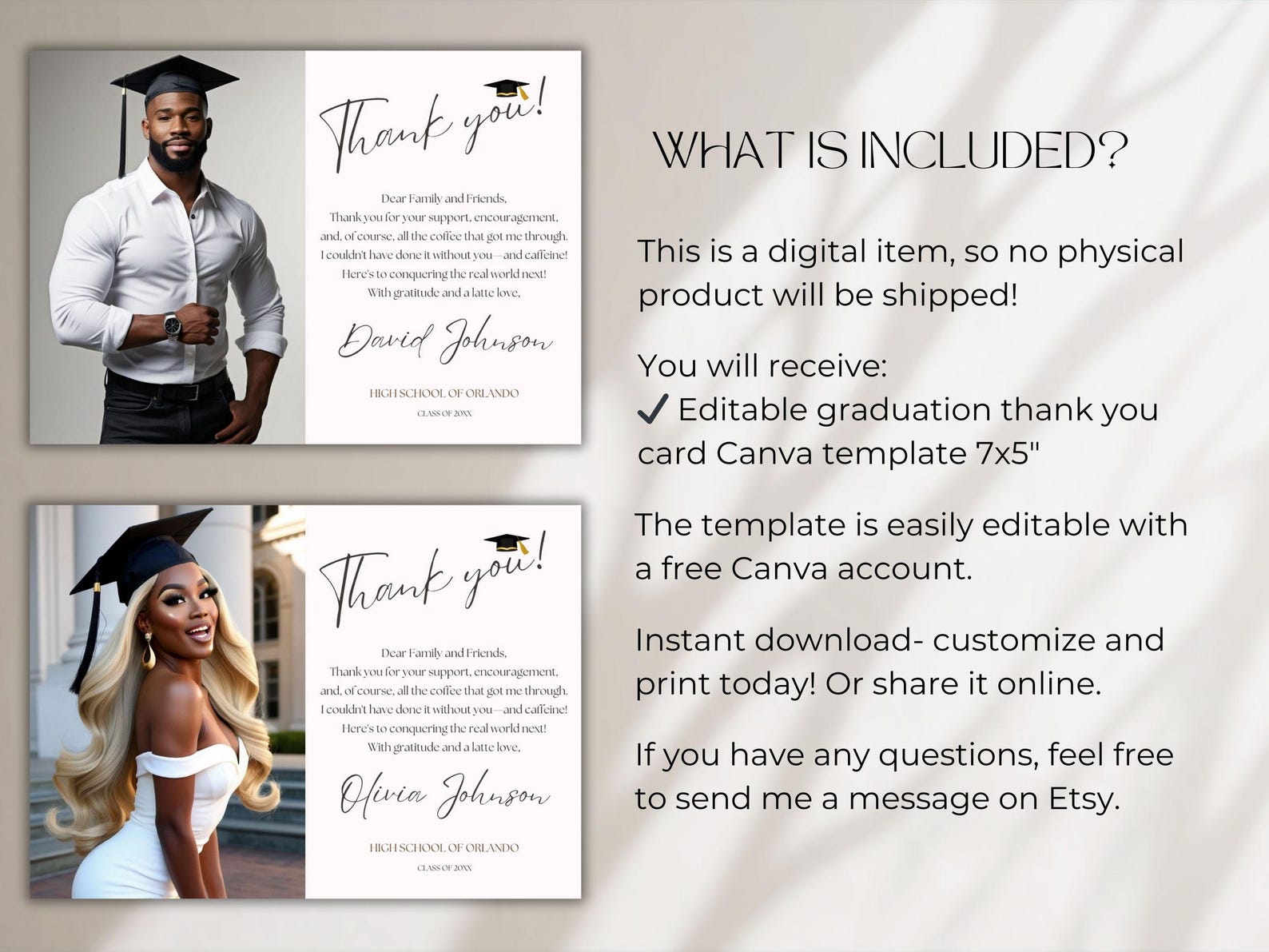 Graduation Thank You Card With Photo- Editable Minimalist Graduate ...