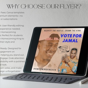 Homecoming Flyer Boy Canva Template- Vote HOCO King, Voting Prom ...