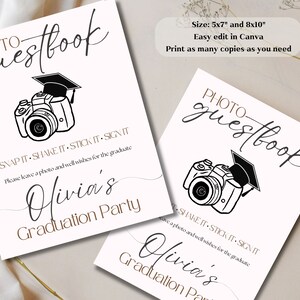 Graduation Photo Guest Book Sign Template- Printable Polaroid Guestbook ...