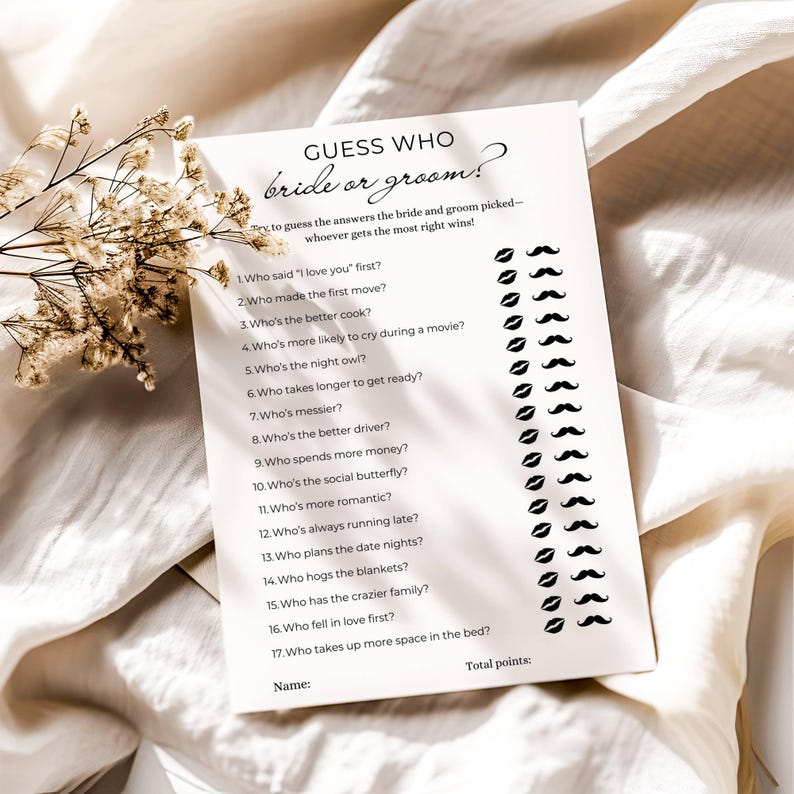 Guess Who Bride or Groom- Editable Bridal Shower Game, Printable ...