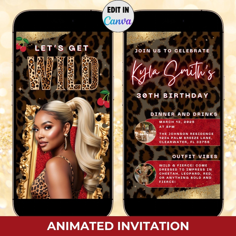 Text Leopard Invitations - Etsy