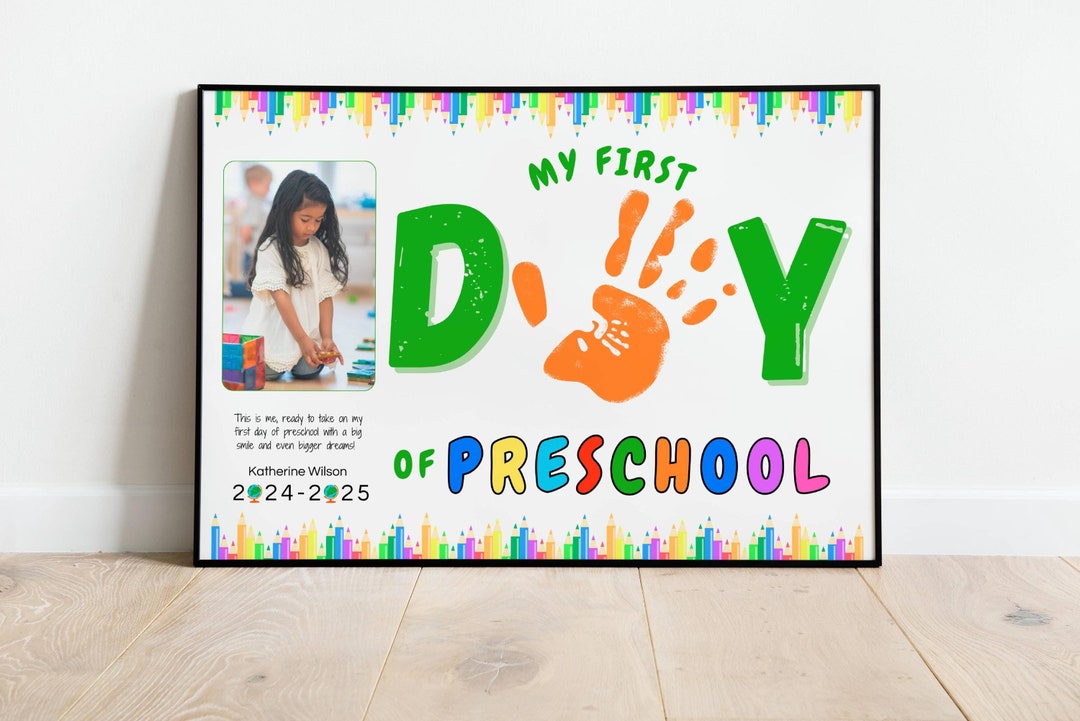 Editable First Day of Preschool Handprint With Photo Printable Back to ...