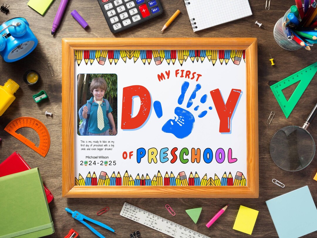 Editable First Day of Preschool Handprint With Photo- Printable Back to ...