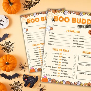 Boo Buddy Questionnaire Printable- Editable Halloween Gift Exchange ...
