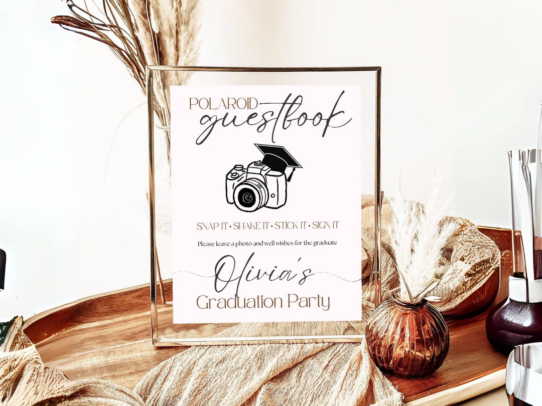 Graduation Photo Guest Book Sign Template- Printable Polaroid Guestbook ...