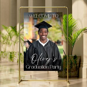 Boy Graduation Party Welcome Sign Photo- Custom Minimalist Grad Decor ...