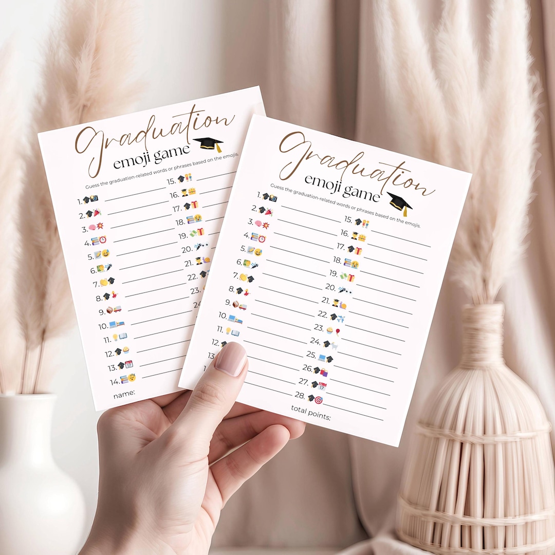 Graduation Emoji Pictionary Game- Printable Emoji Guessing Trivia for ...
