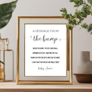 Message From the Bump Sign- Printable Minimalist Baby Shower Canva ...