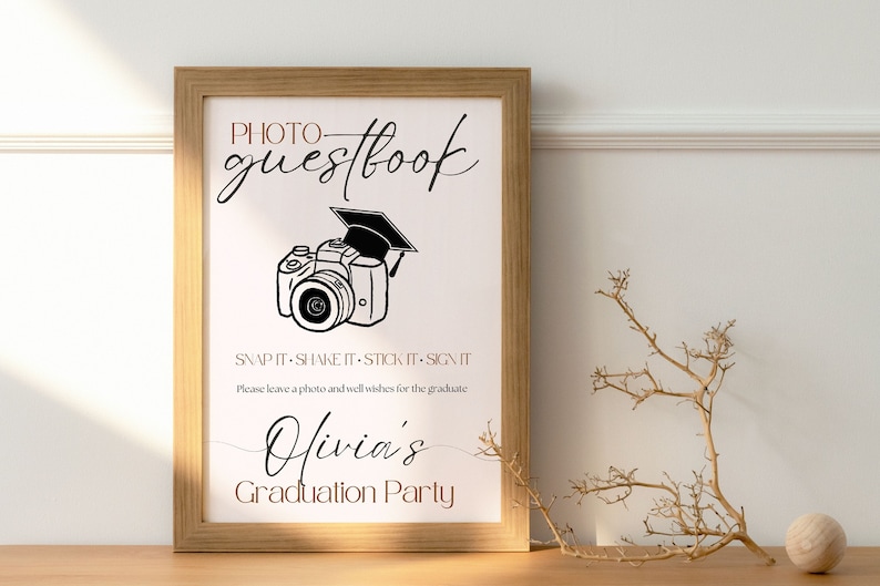 Graduation Photo Guest Book Sign Template- Printable Polaroid Guestbook ...