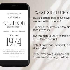 Class Reunion Invitation- Any Year 50th High School Digital Invite ...