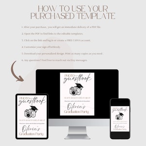 Graduation Photo Guest Book Sign Template- Printable Polaroid Guestbook ...